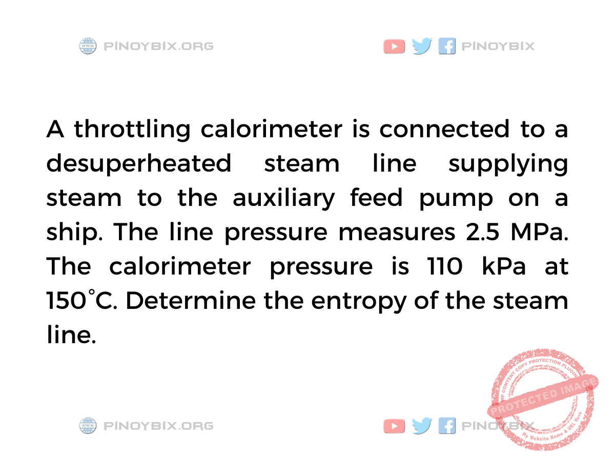Solution: Determine the entropy of the steam line