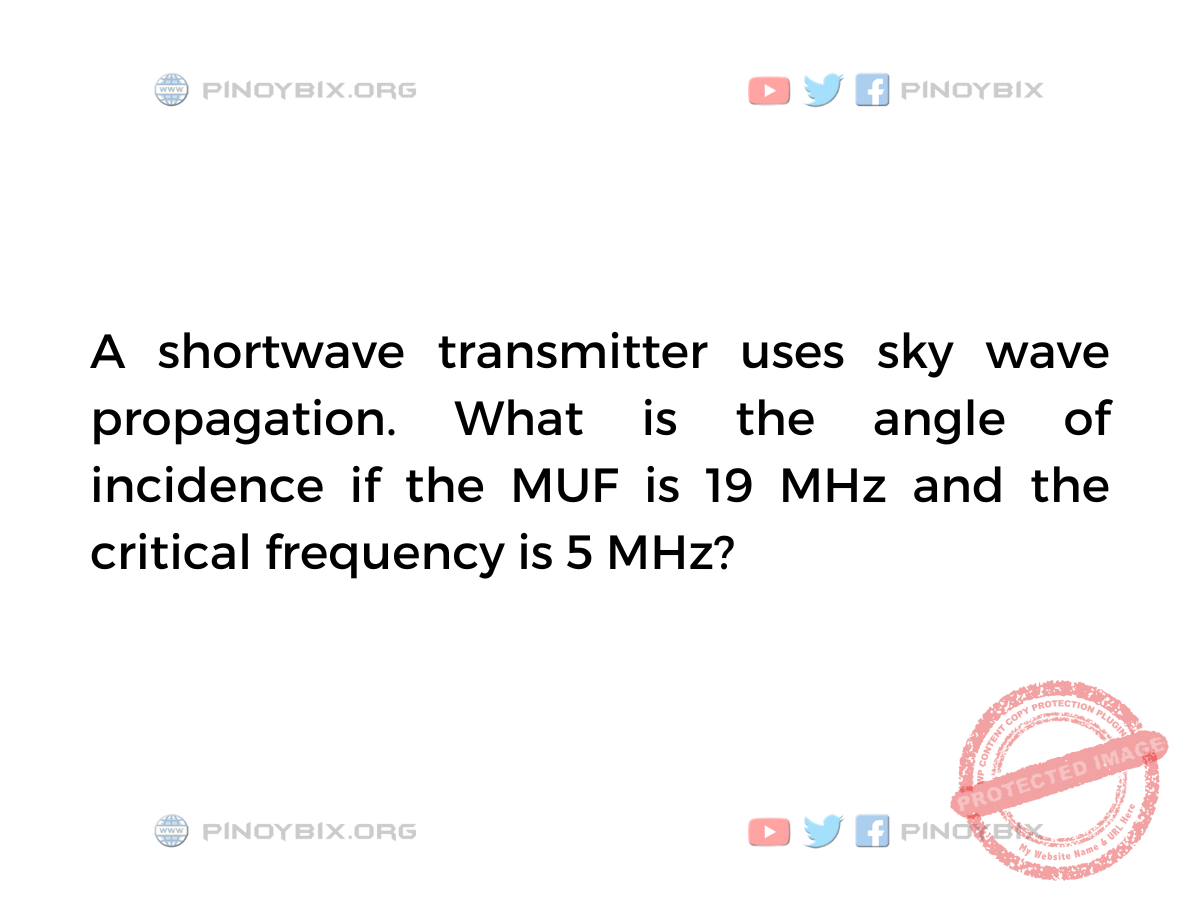 Solution: What is the angle of incidence if the MUF is 19 MHz
